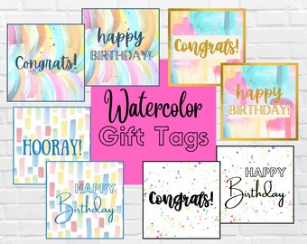 Birthday Gift Tags, Favor Tags Printable, Favor Tags Watercolor, Favour ...