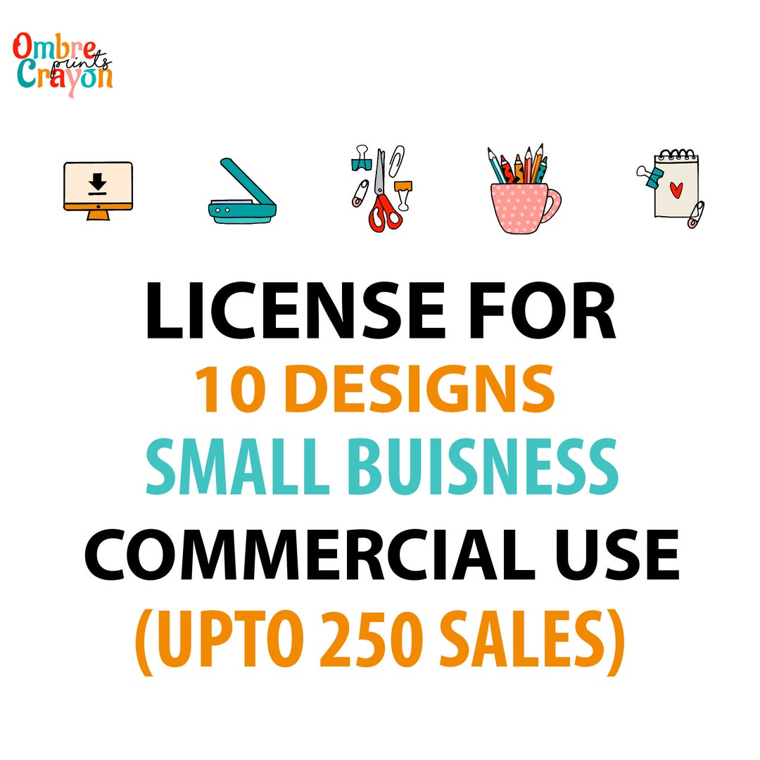 Commercial Use License: 10 Designs, up to 250 Sales - Etsy