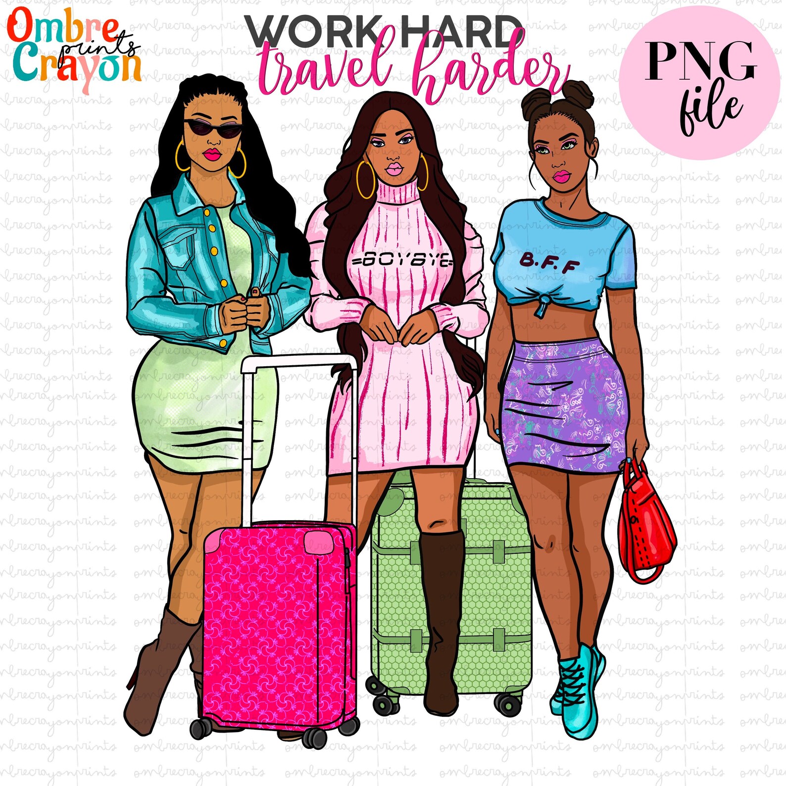 Work Hard Travel Harder Girls Trip Luggage Holiday Ladies | Etsy