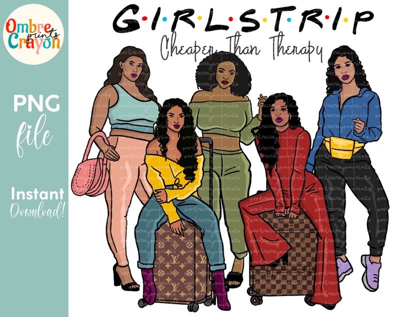 Melanin Divas Girls Trip PNG: Ladies Getaway Clipart (digital Download ...