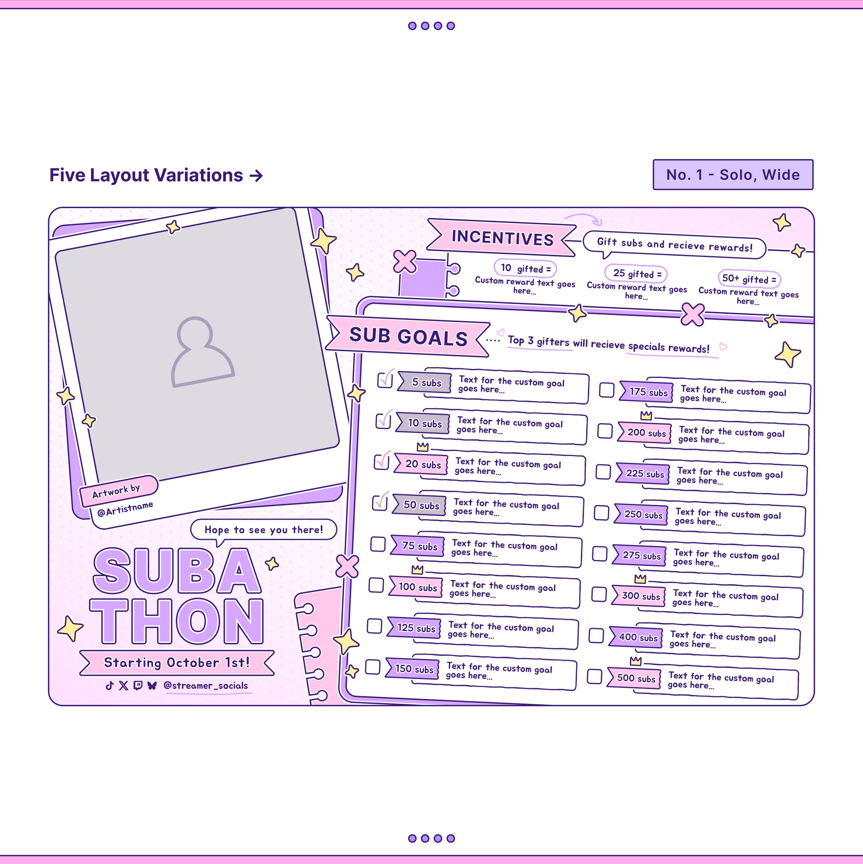 Customizable Subathon and Donothon Template // Pink & Purple - Etsy