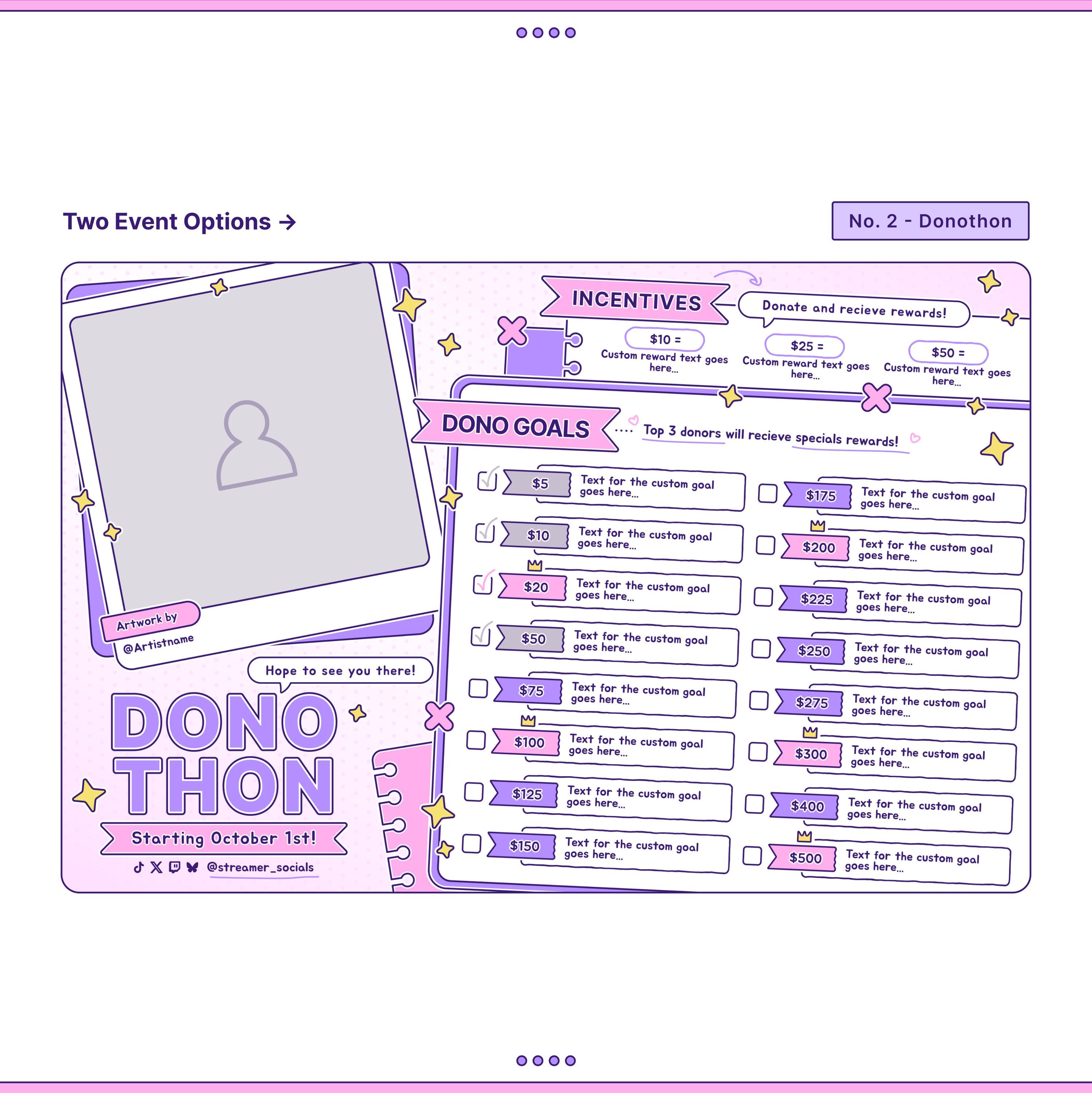 Customizable Subathon and Donothon Template // Pink & Purple - Etsy