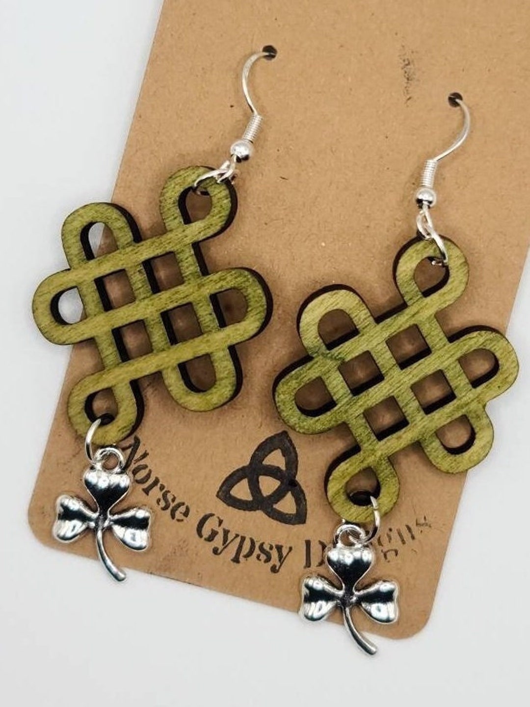 Good Luck Shamrock Celtic Wooden Earrings - Etsy