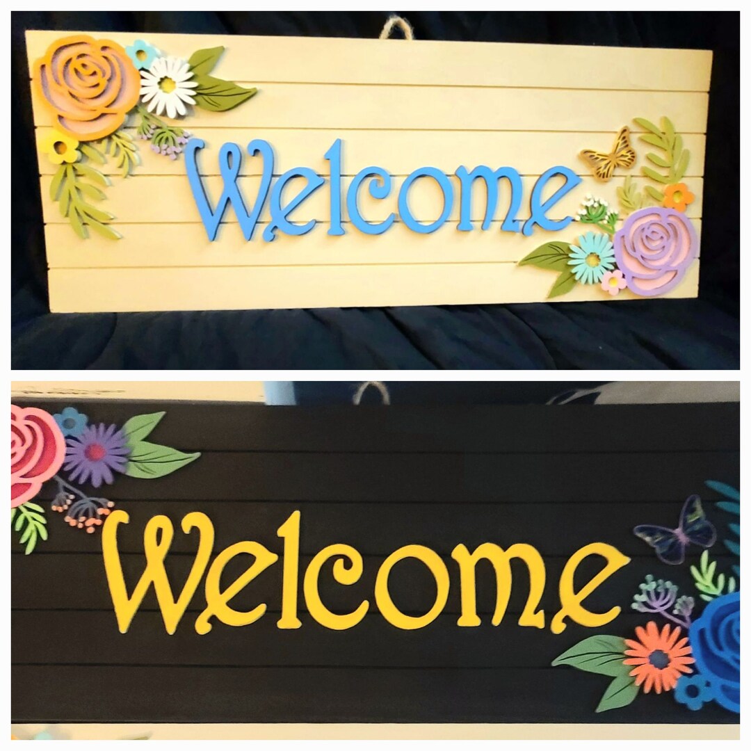 Hand Painted Pastel or Bright Floral Welcome Sign - Etsy