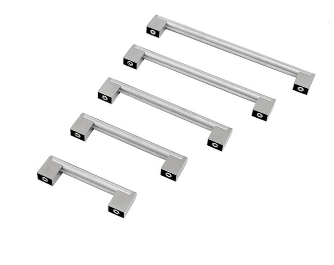 Modern Brushed Nickel Drawer Pulls Square Stainless Steel Series Hole ...