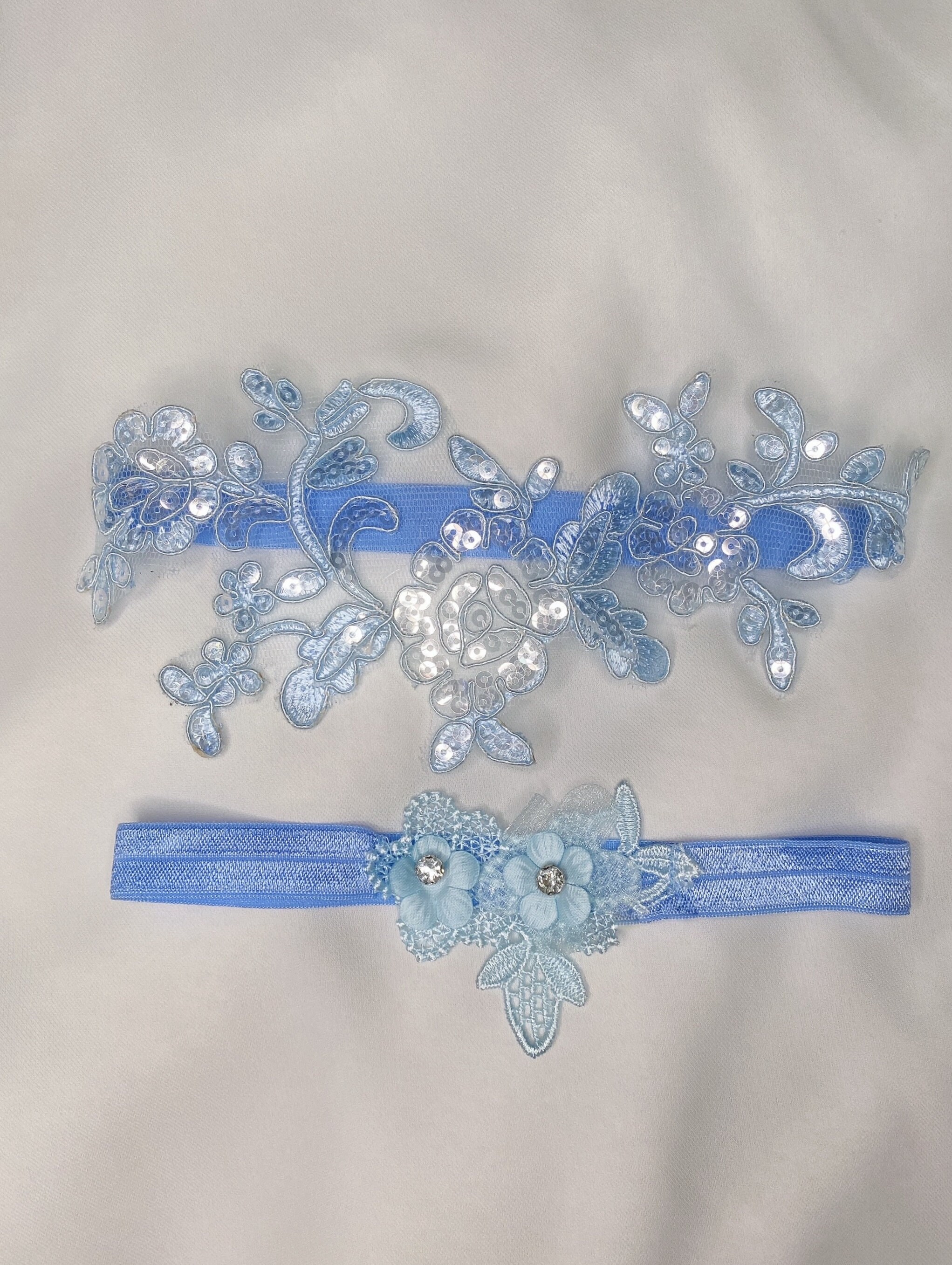 Gorgeous Lace Light Blue Wedding Garter Set- Sequin Set - Etsy