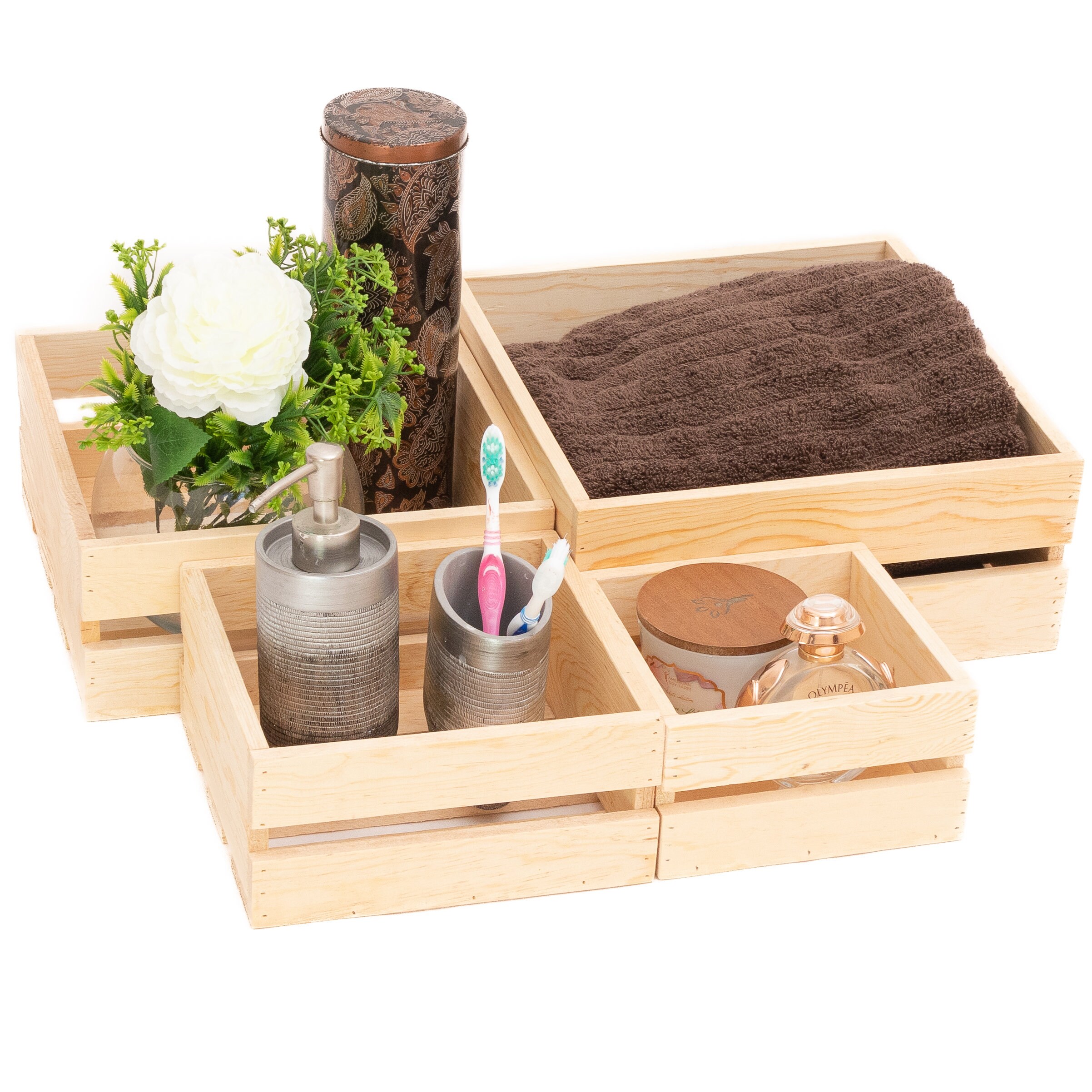 Rustic Wooden Square Crates Made From Natural Pine Wood set - Etsy