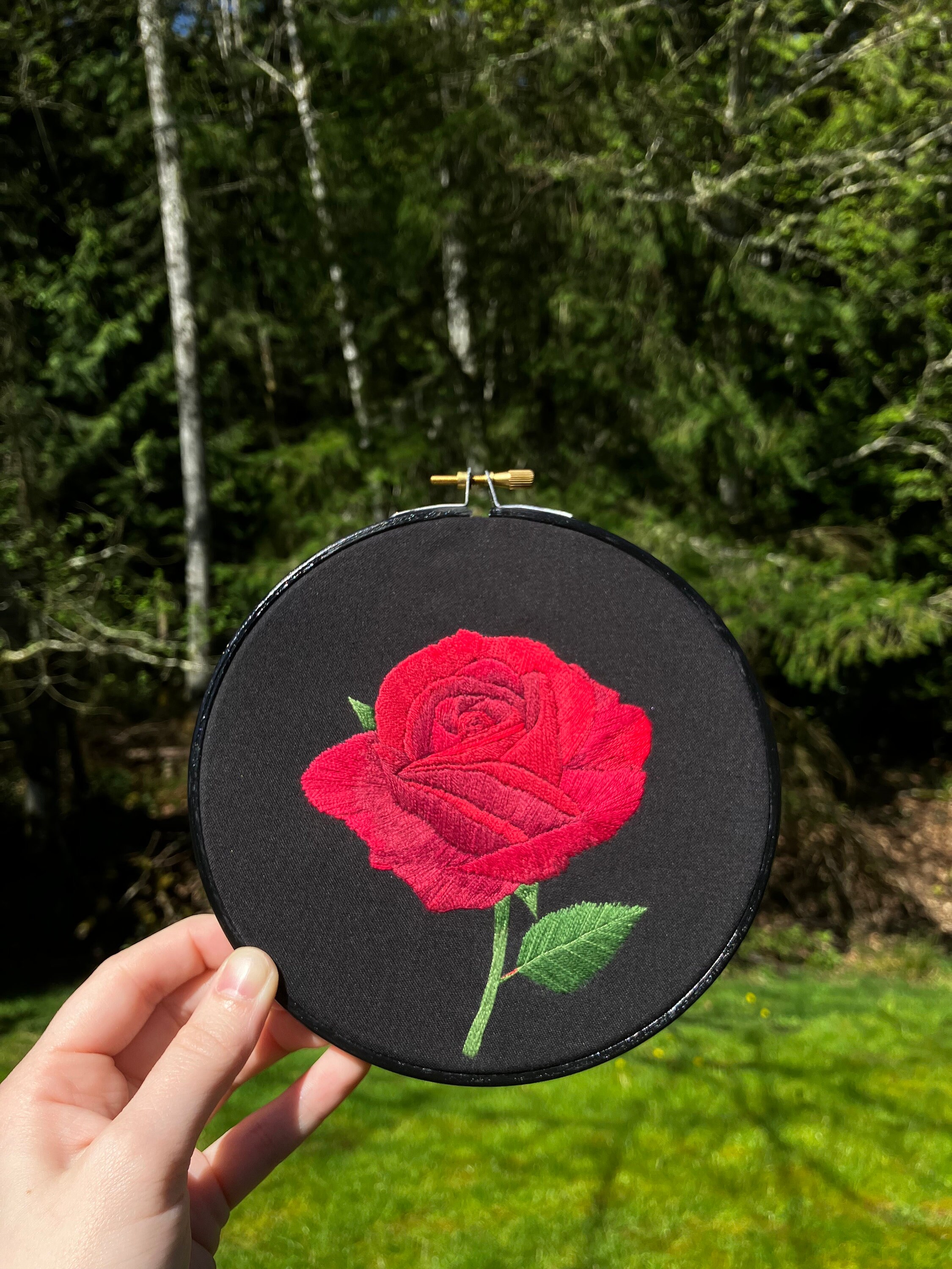 Ruby Red Rose Embroidery - Etsy