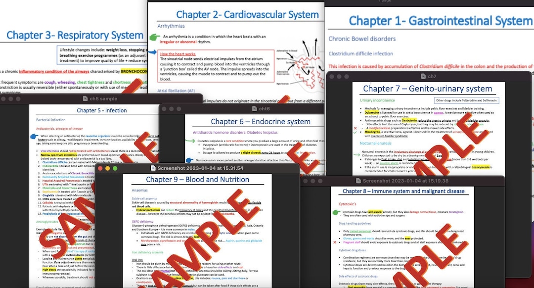 Pharmacy Revision Notes the Complete Collection BNF Chapters 1-9 all ...