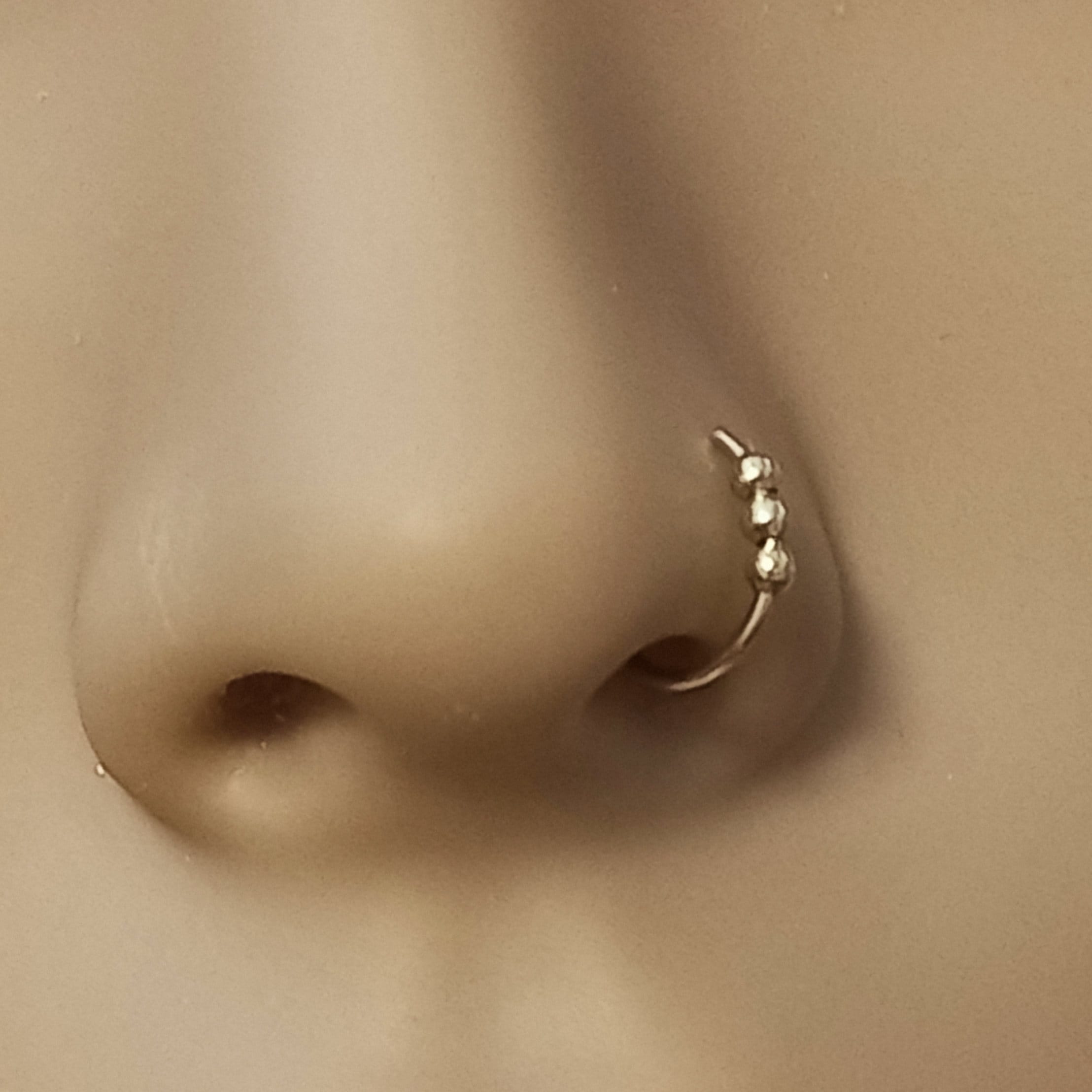 Beaded Gold Nose Ring Hoop for Pierced Nose, 22gauge 20gauge 7mm 8mm ...