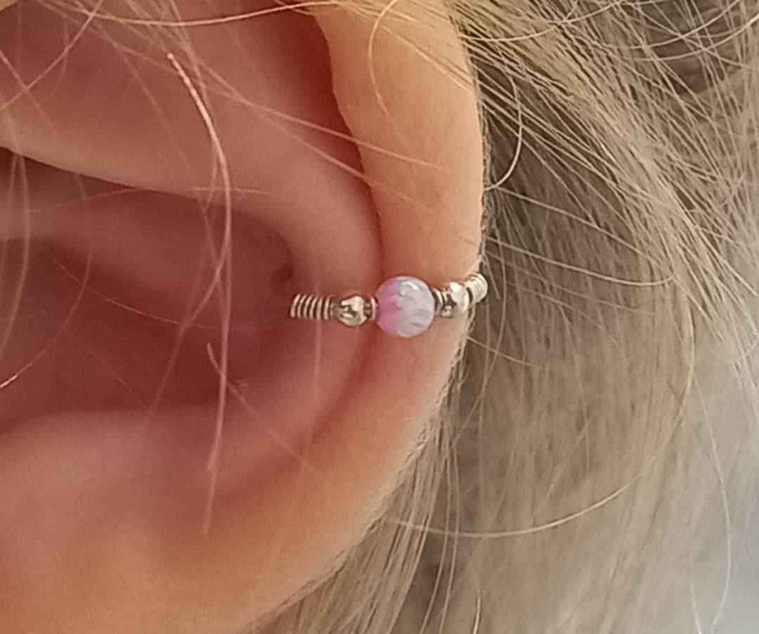 Conch Piercing Jewelry With Opal Bead, Conch Earring, Conch Hoop ...