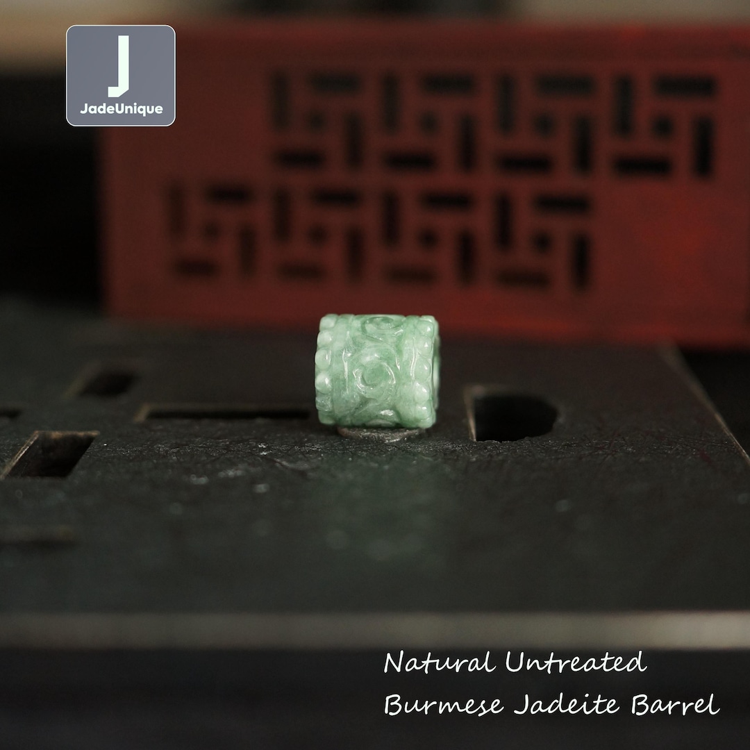 Jadeite Barrel Bead for Necklace/bracelet | Hand Carved Burmese Jadeite ...