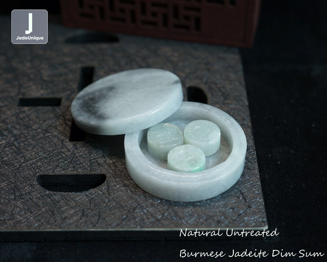 Jadeite Dim Sum Miniature - Hand Carved Burmese Jadeite Mooncakes and ...