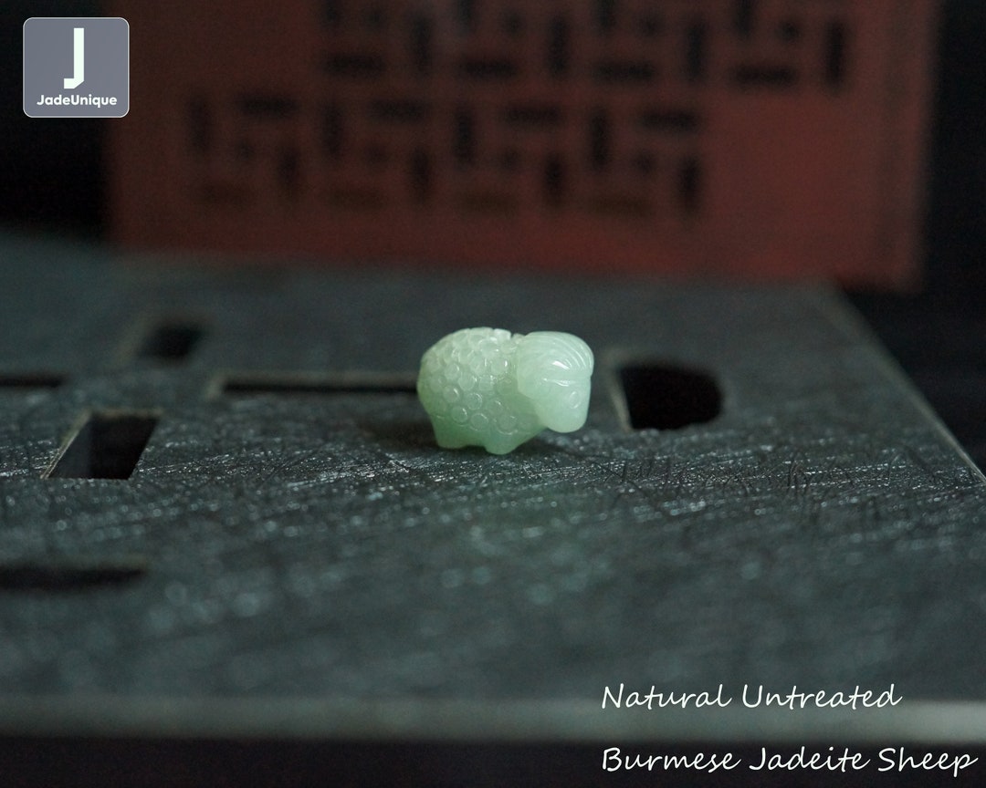 Jadeite Sheep Bead for Bracelet - Hand Carved Burmese Jadeite Miniature ...