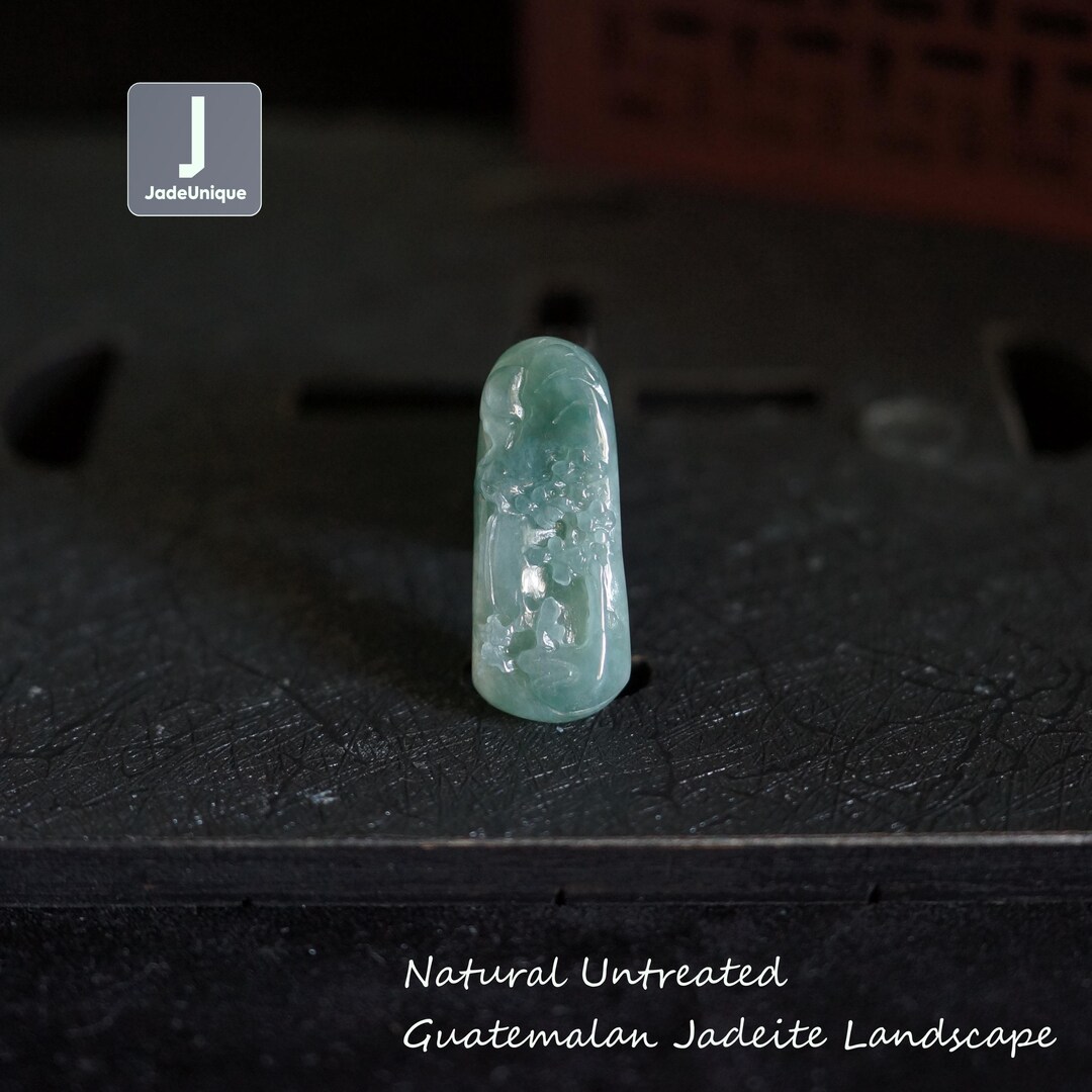 Mini Jadeite Landscape Pendant - Hand Carved Guatemalan Jadeite for ...
