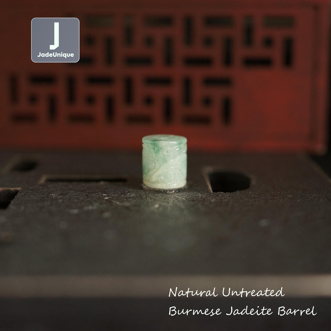 Authentic Jadeite Barrel Bead | Hand Carved Burmese Jadeite | Natural ...