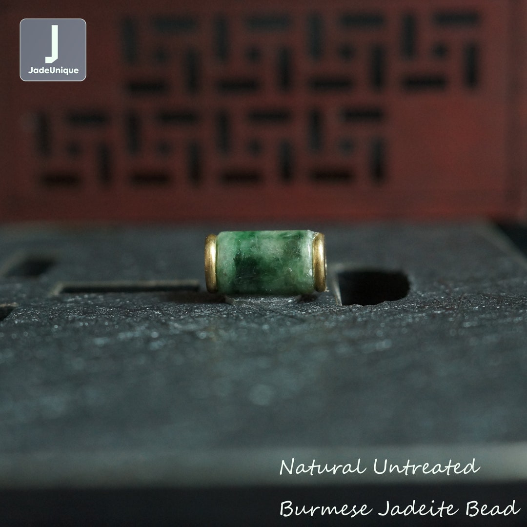 Capped Jadeite Barrel Bead for Necklace/bracelet - Hand Carved Burmese ...