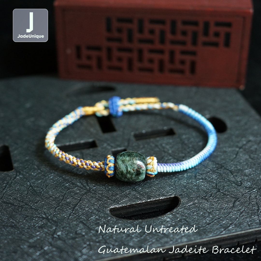 Jadeite Barrel Bead Bracelet | Hand Carved Guatemalan Jadeite | Natural ...