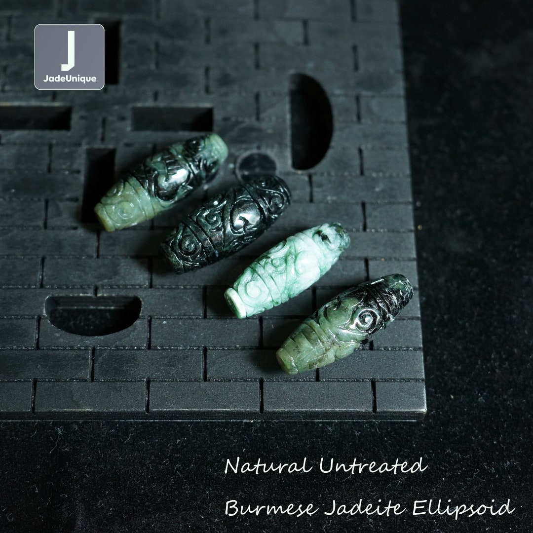 Hand Carved Jadeite Ellipsoid Bead for Necklace/bracelet Burmese ...