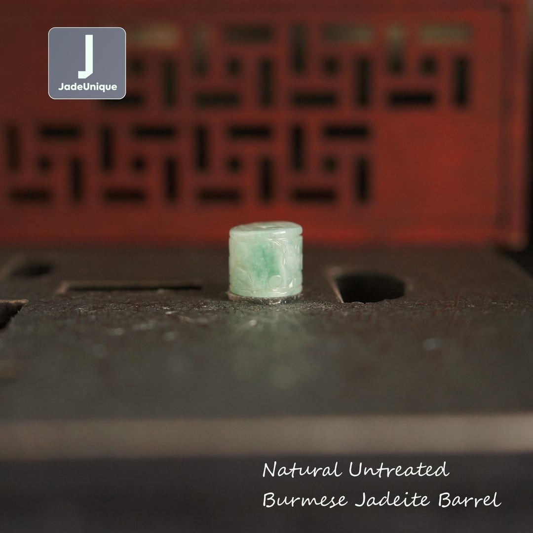 Authentic Jadeite Barrel Bead | Hand Carved Burmese Jadeite | Natural ...