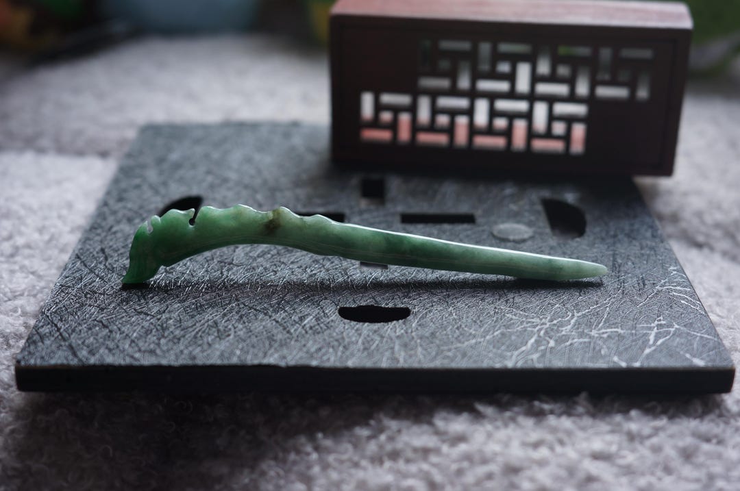 Jadeite Hair Pin | Hand Carved Guatemalan Jadeite | Natural Untreated ...