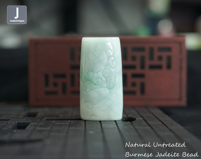 Hand Carved Jadeite Barrel for Necklace/bracelet Burmese Jadeite Tube ...
