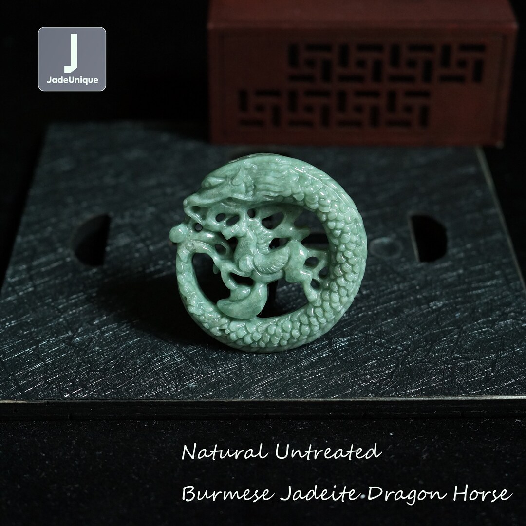 Jadeite Dragon Horse Pendant for Necklace | Hand Carved Burmese Jadeite ...