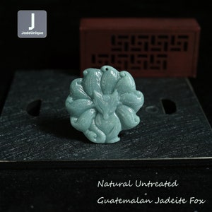 Nine Tailed Fox Jadeite Pendant for Necklace Hand Carved Guatemalan ...