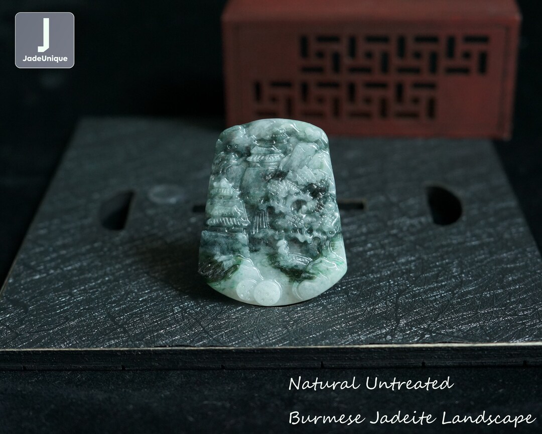 The Greenery Scenery - Jadeite Landscape Pendant for Necklace, Hand ...