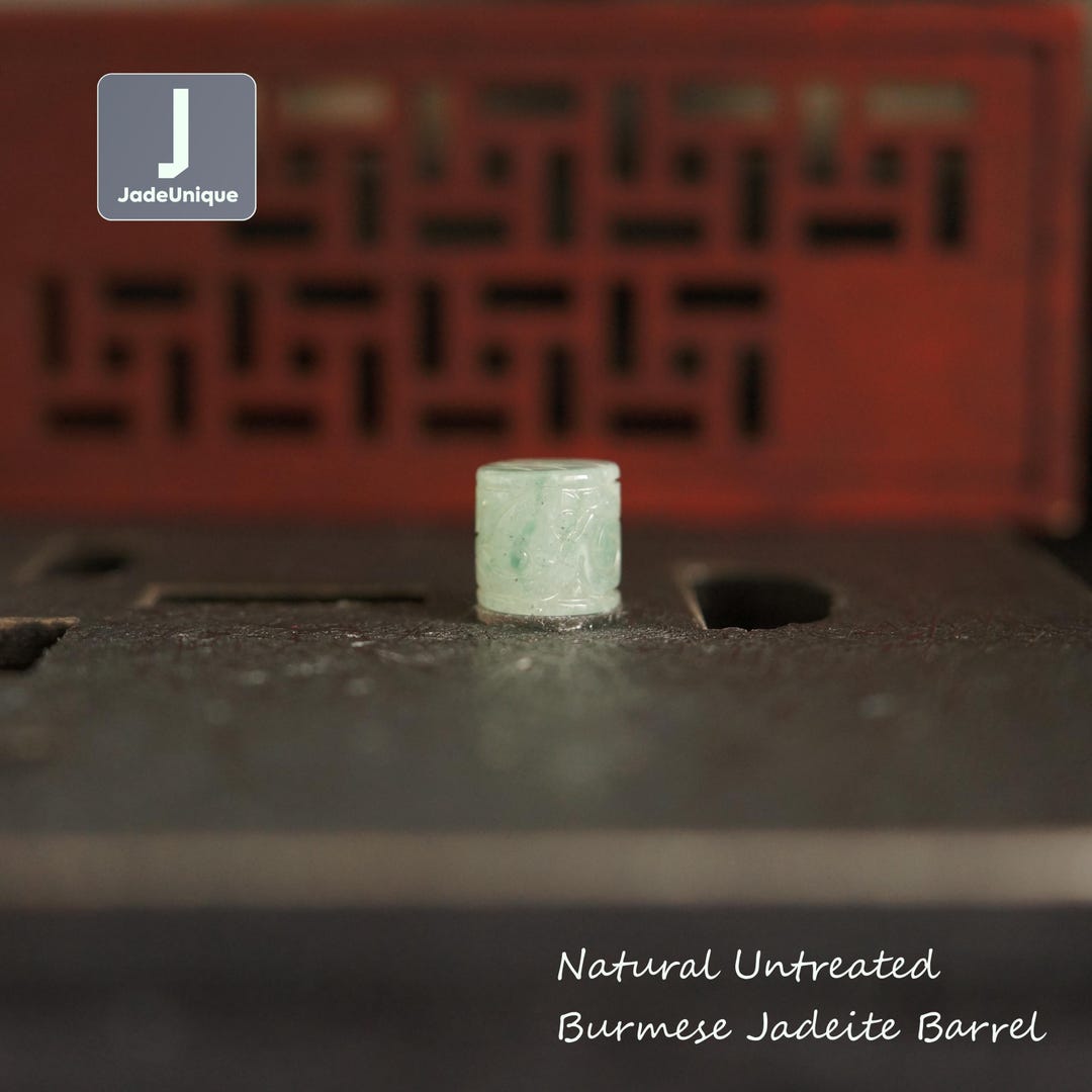 Authentic Jadeite Barrel Bead | Hand Carved Burmese Jadeite | Natural ...