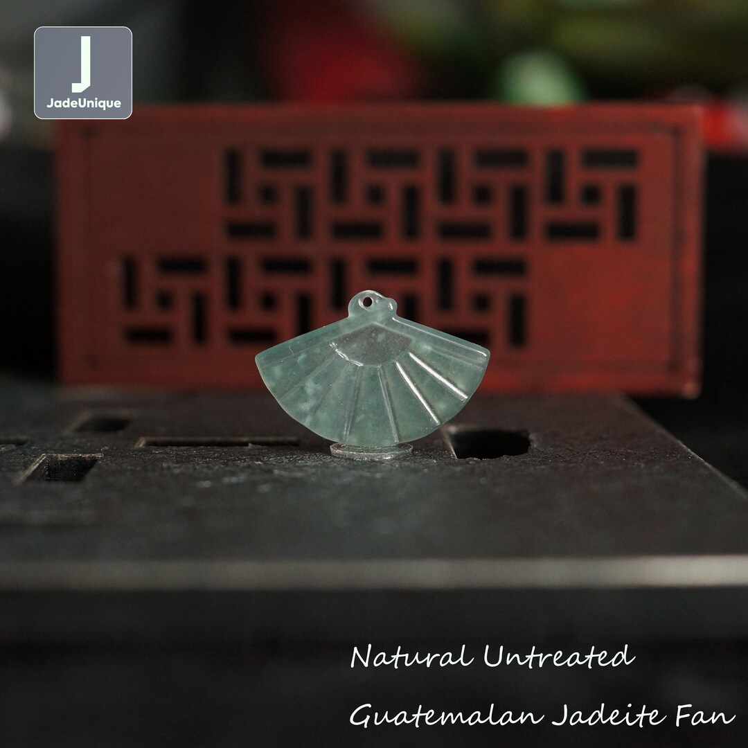 Jadeite Fan Pendant for Necklace - Hand Carved Guatemalan Jadeite ...