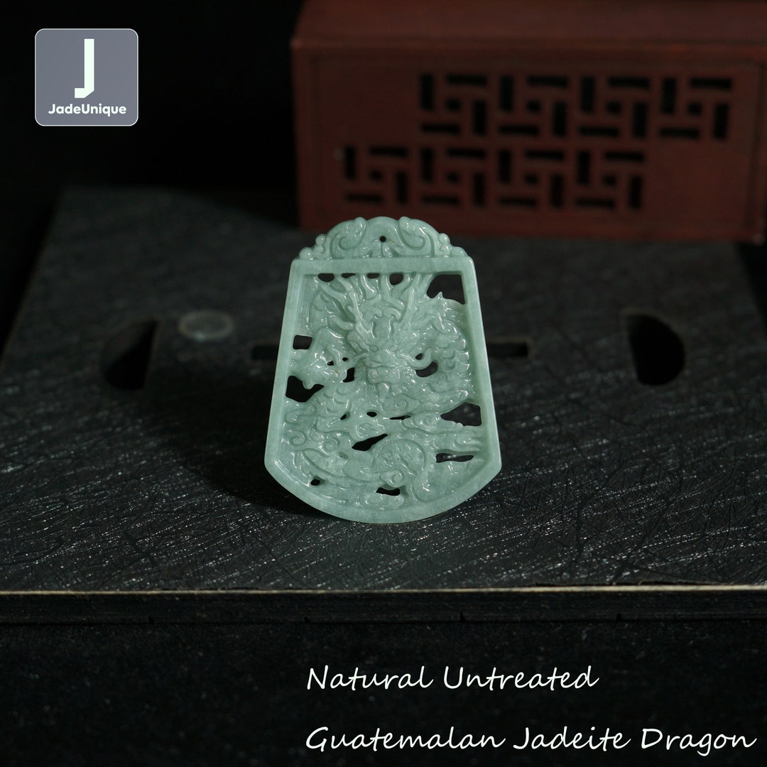 Jadeite Dragon Pendant for Necklace - Hand Carved Guatemalan Jadeite ...