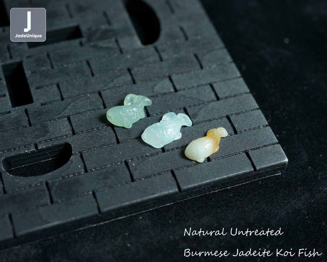 Jadeite Koi Fish Charm/pendant for Necklace - Hand Carved Burmese ...