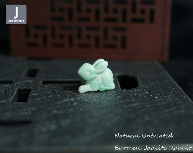 Jadeite Bunny Pendant for Necklace, Hand Carved Burmese Jadeite Rabbit ...