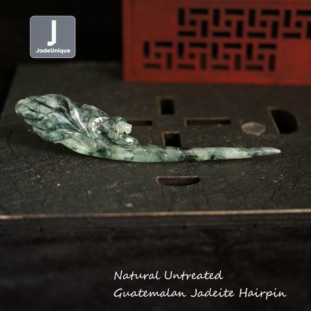 Jadeite Hair Pin | Hand Carved Guatemalan Jadeite | Natural Untreated ...