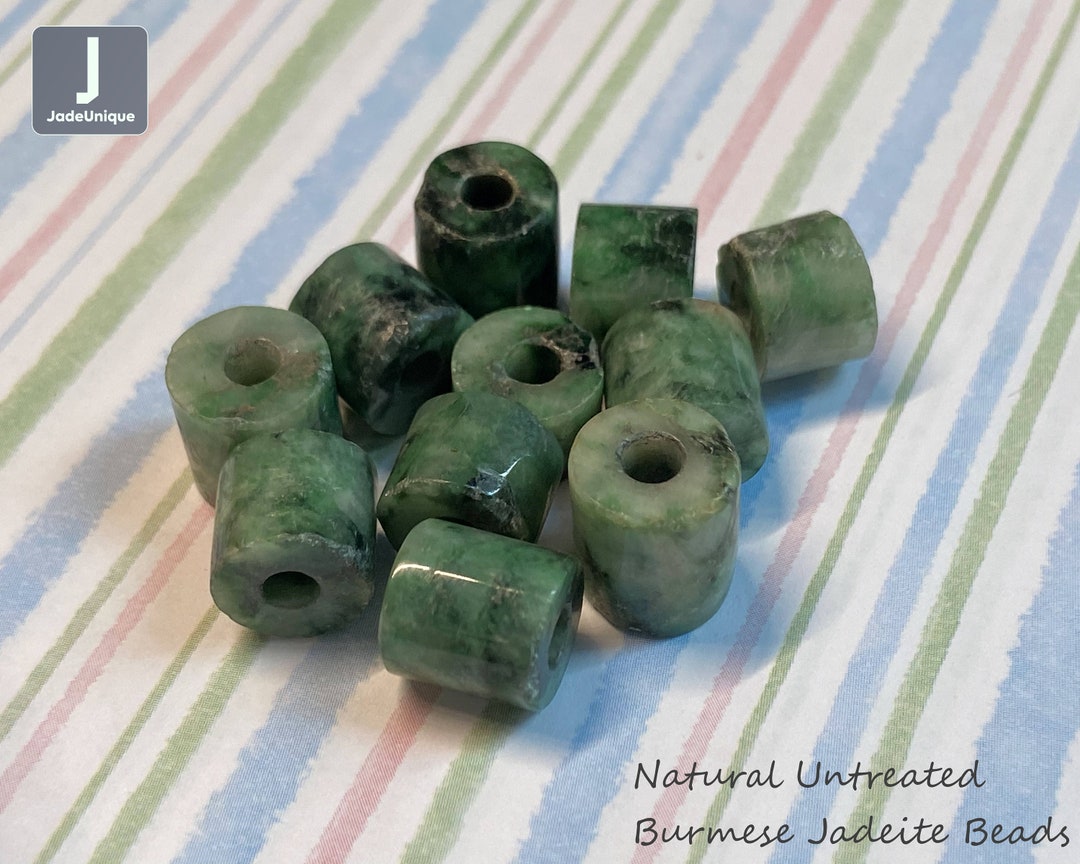 Green Jadeite Barrel Beads for Necklace/bracelet - Burmese Jadeite ...