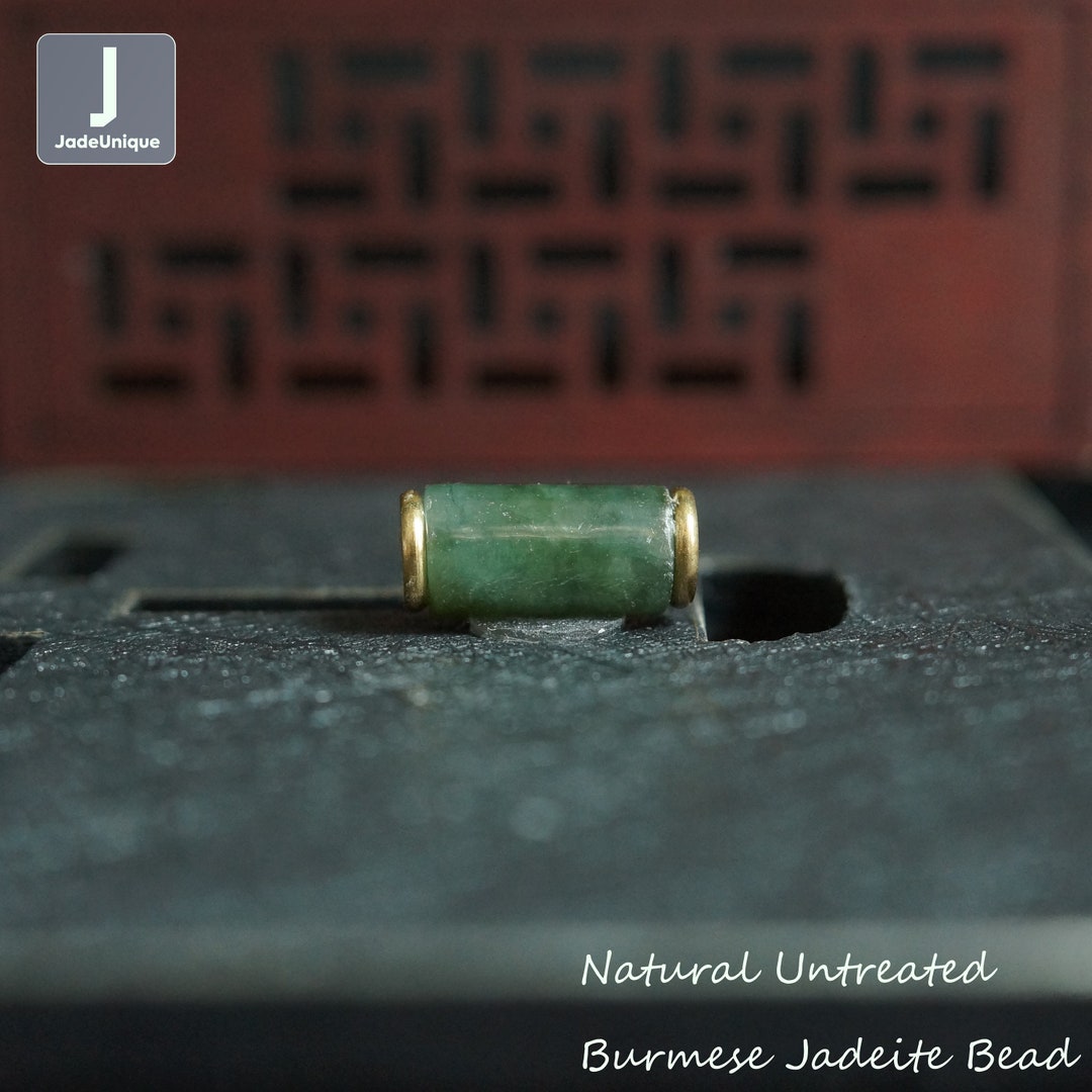 Capped Jadeite Barrel Bead for Necklace/bracelet - Hand Carved Burmese ...