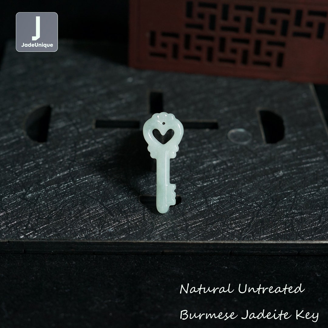 Jadeite Skeleton Key Pendant for Necklace | Hand Carved Burmese Jadeite ...