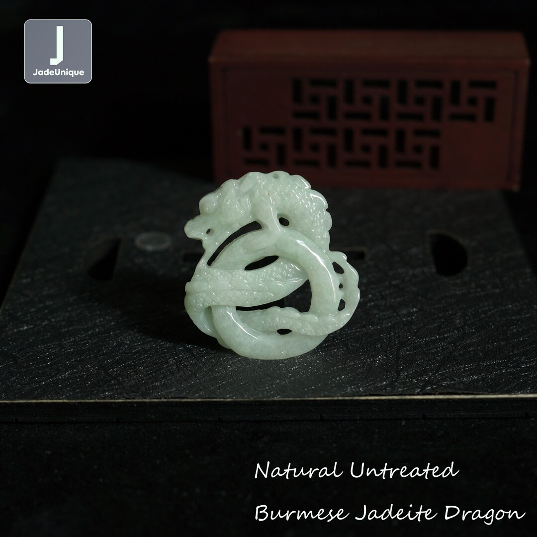 Jadeite Dragon Pendant - Hand Carved Burmese Jadeite Pendant for ...
