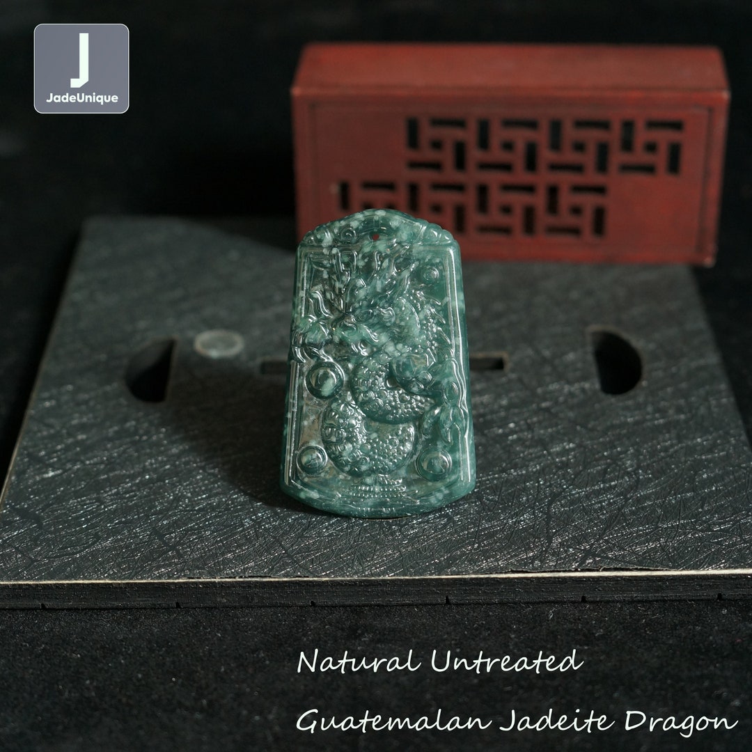 Jadeite Dragon Pendant for Necklace - Hand Carved Guatemalan Jadeite ...