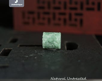 Capped Jadeite Barrel Bead for Necklace/bracelet - Hand Carved Burmese ...