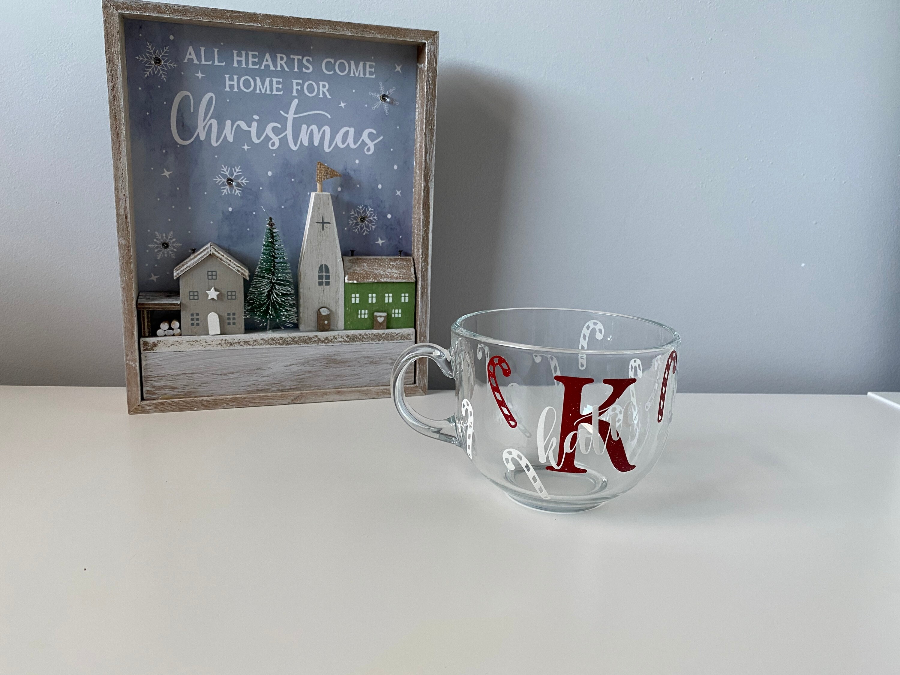 Personalised Initial Glass Mug Christmas Name Clear Mug - Etsy UK