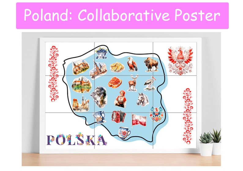 Mapa Polski | Poland Collaborative Poster | Polska, Moja Ojczyzna ...