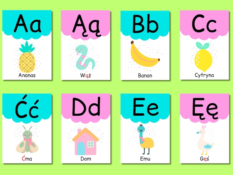 Polish Alphabet Printable - A4 PDF | Educational Flashcards for Kids ...