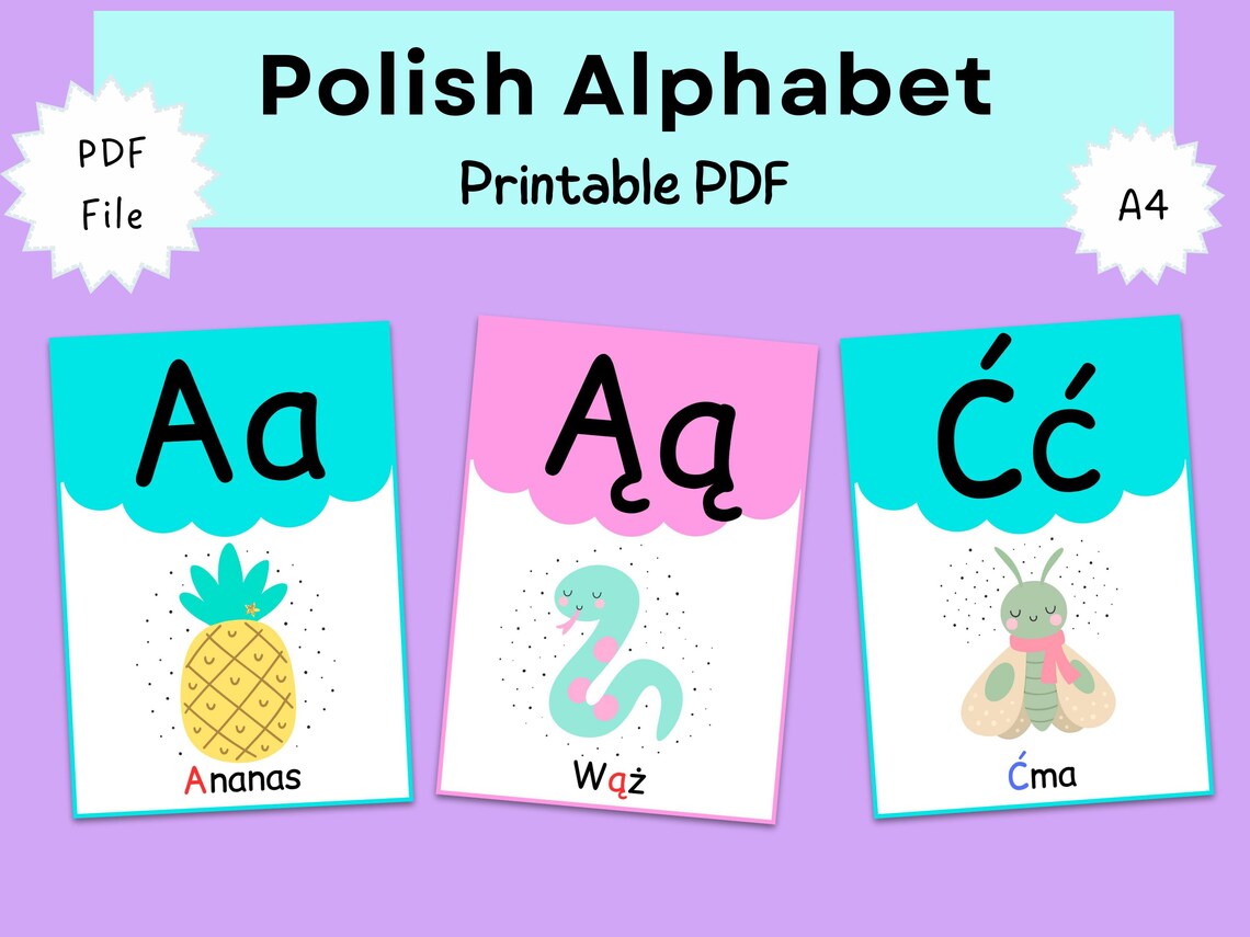 Polish Alphabet Printable - A4 PDF | Educational Flashcards for Kids ...