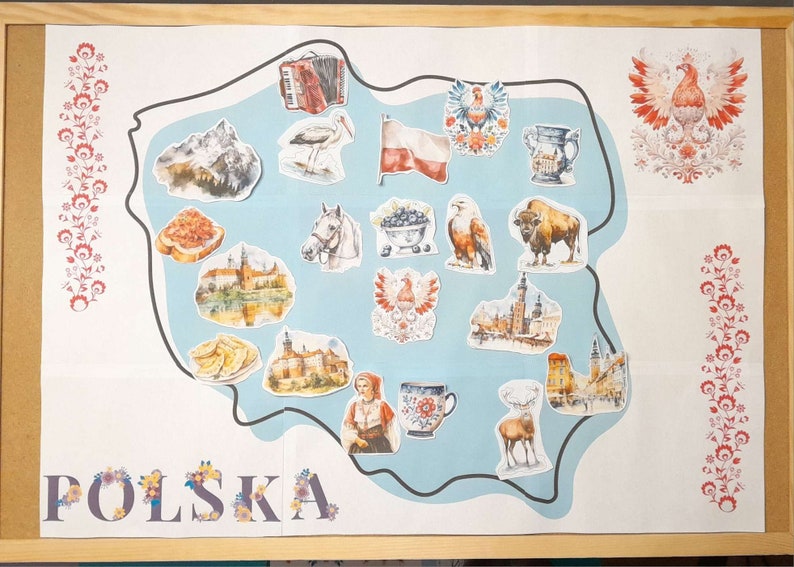 Mapa Polski | Poland Collaborative Poster | Polska, Moja Ojczyzna ...