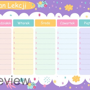 Plan lekcji do druku | Plan lekcji polskiej szkoły do druku | Polskie zajęcia dla dzieci - Etsy ...