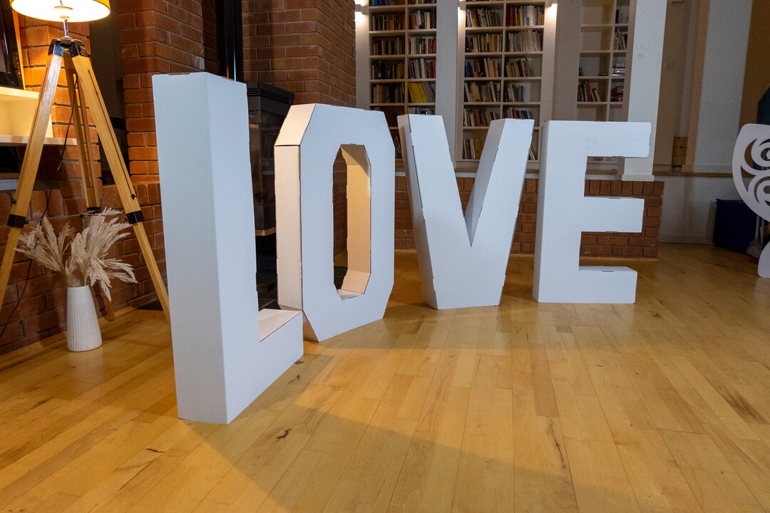 Giant LOVE Letters, Glossy White, Folding Cardboard, Flat Packed ...
