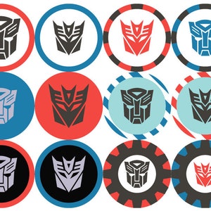 Transformers Birthday Party Decorations: Cupcake Toppers, Patterns ...
