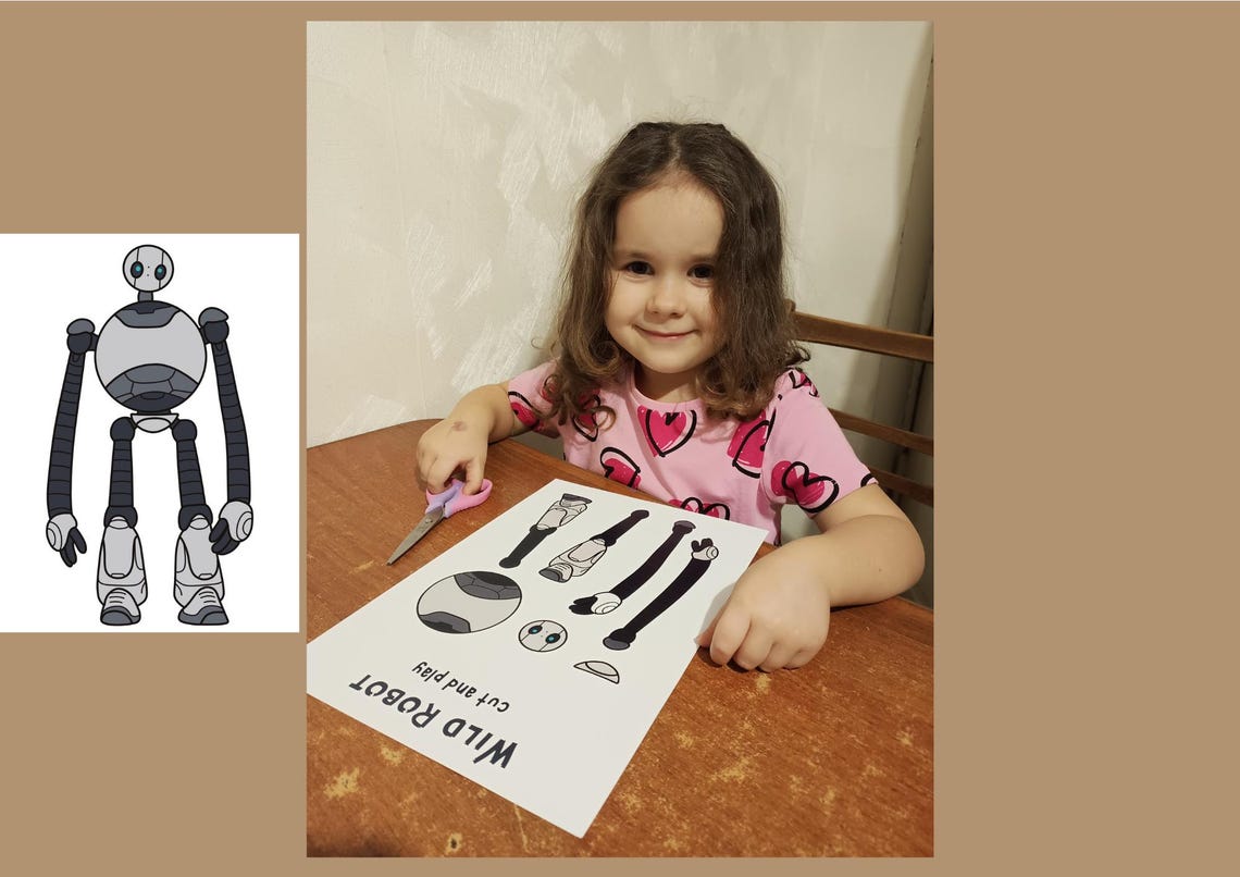 Wild Robot Cut and Glue Scissors Skills Activity for Kids - Etsy